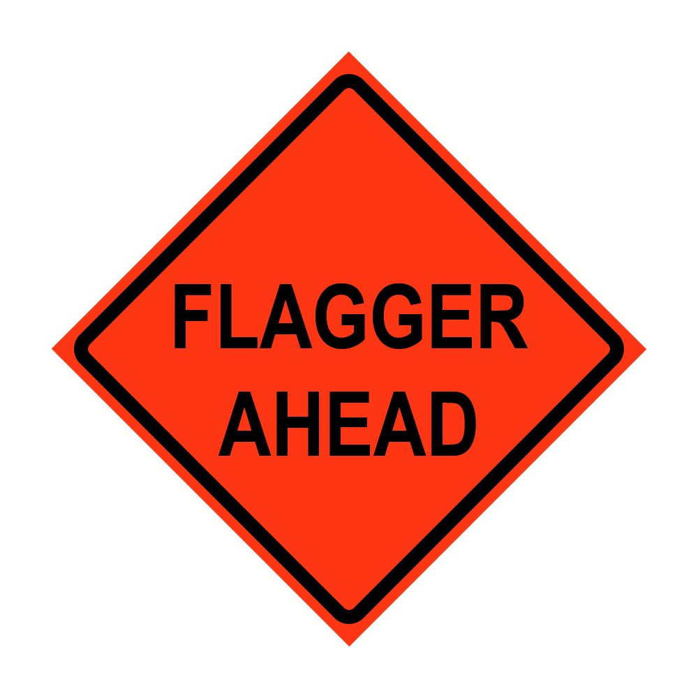 36" x 36" Roll Up Traffic Sign - Flagger Ahead - Traffic Cones For Less
