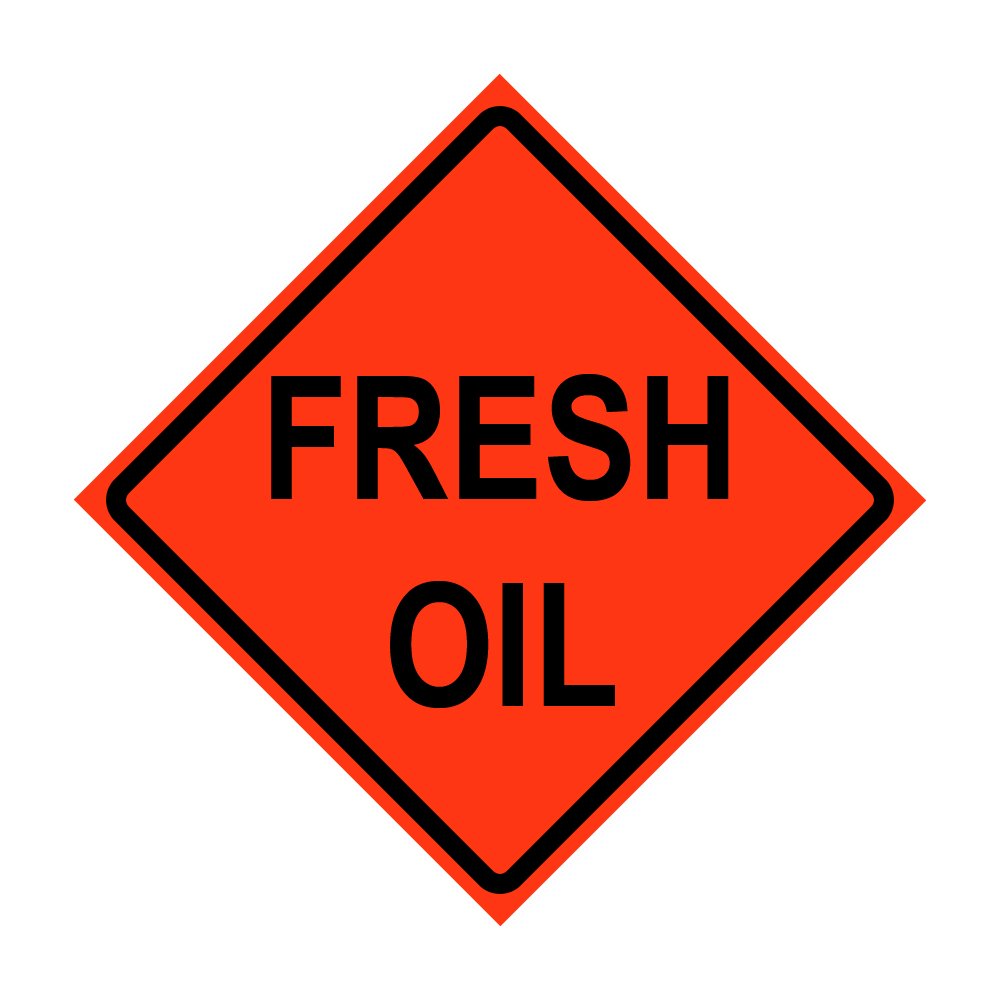 48" x 48" Roll Up Traffic Sign - Fresh Oil - Traffic Cones For Less