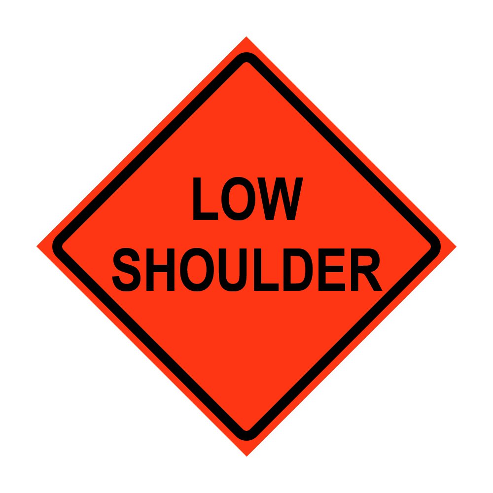 48" x 48" Roll Up Traffic Sign - Low Shoulder - Traffic Cones For Less