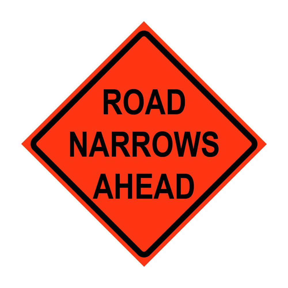 Road Narrows Sign