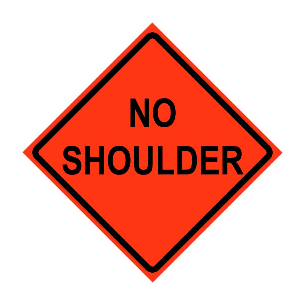 36" x 36" Roll Up Traffic Sign - No Shoulder - Traffic Cones For Less
