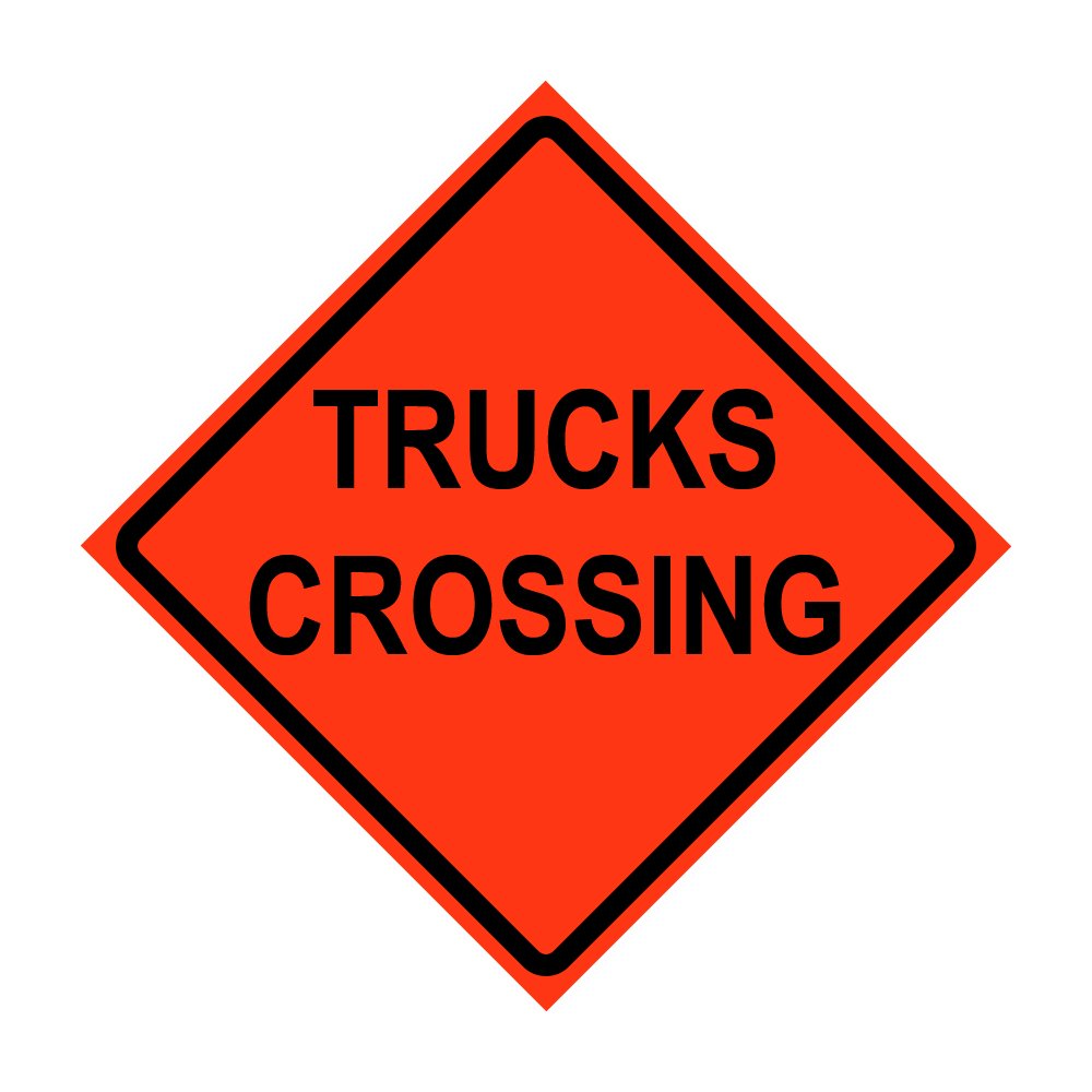 36" x 36" Roll Up Traffic Sign - Trucks Crossing - Traffic Cones For Less
