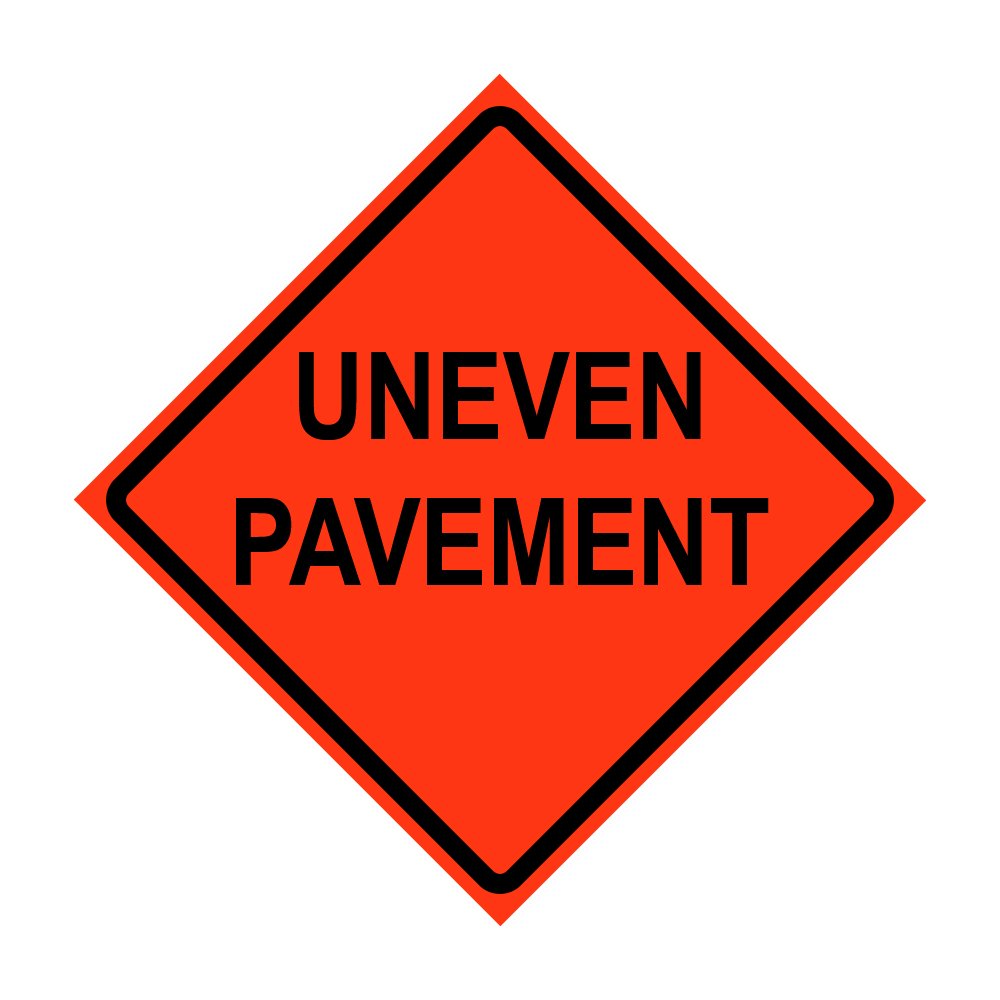 36" x 36" Roll Up Traffic Sign - Uneven Pavement - Traffic Cones For Less