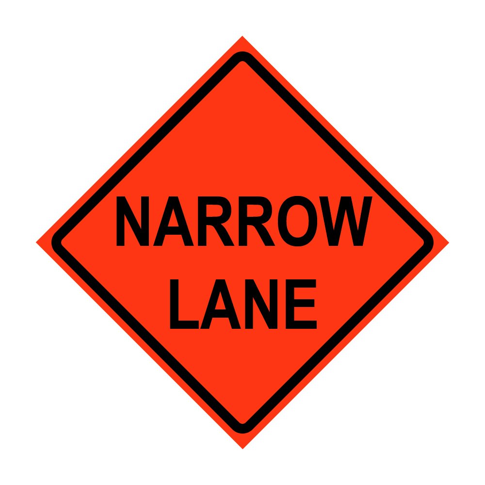 48" x 48" Roll Up Traffic Sign - Narrow Lane - Traffic Cones For Less