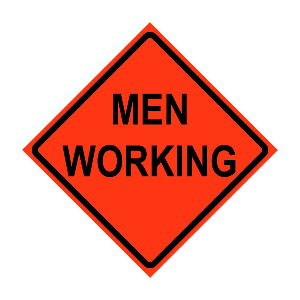 48" x 48" Roll Up Traffic Sign - Men Working - Traffic Cones For Less