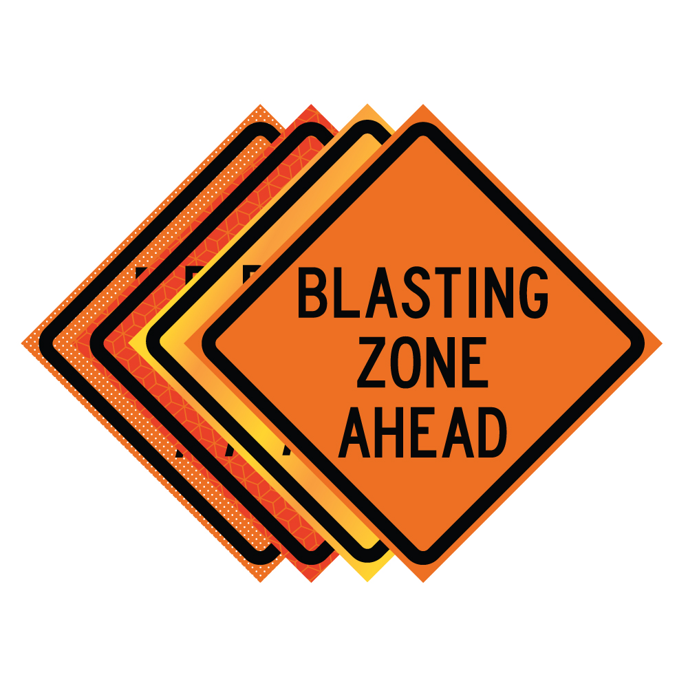 36" x 36" Roll Up Traffic Sign - Blasting Zone Ahead - Traffic Cones ...