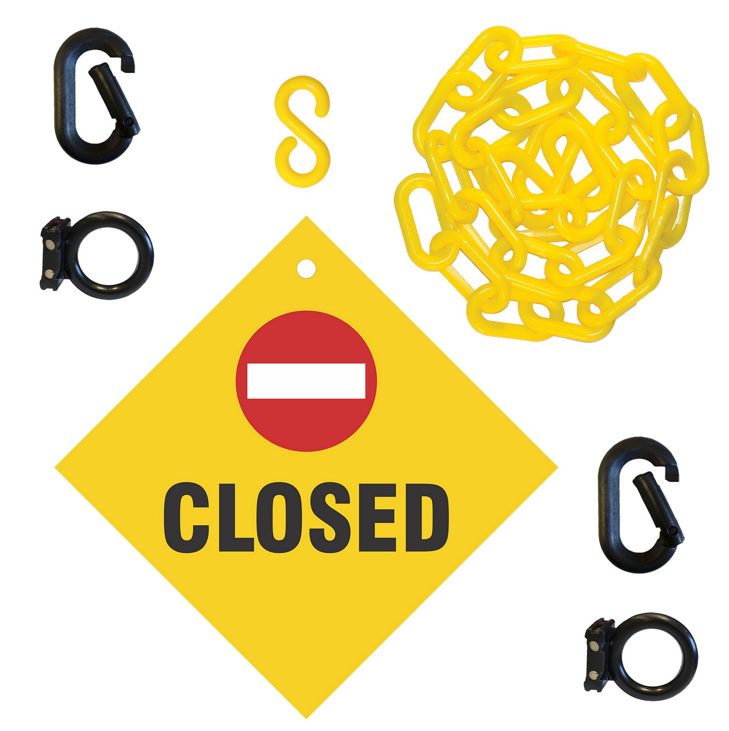 Closed Sign & Magnet Ring Carabiner Kit with Plastic Chain
