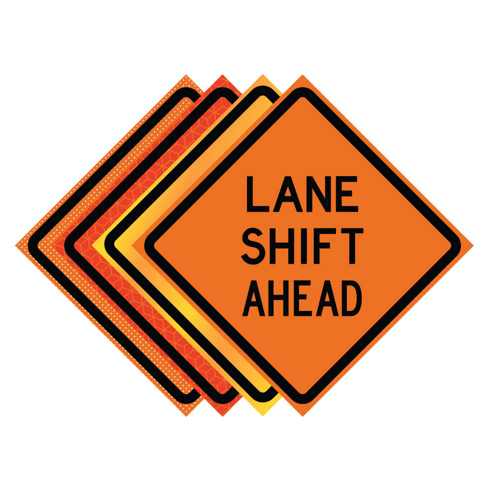 48" x 48" Roll Up Traffic Sign - Lane Shift Ahead - Traffic Cones For Less