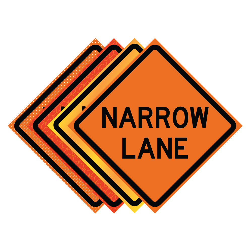 48" x 48" Roll Up Traffic Sign - Narrow Lane - Traffic Cones For Less