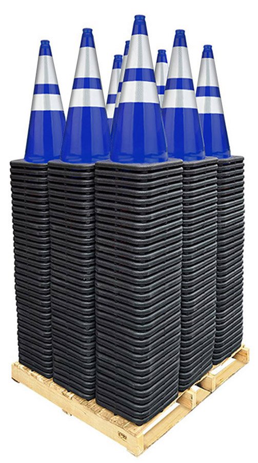 28" Traffic Cones, 7 lb Black Base, w/Reflective Collar - Pallet Bundle