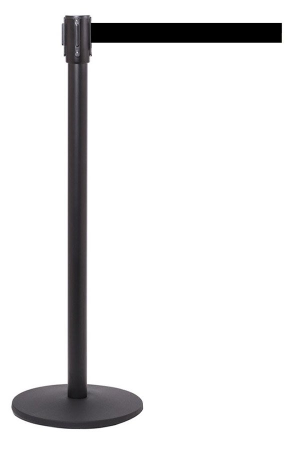 QueuePro 200 Black Metal Retractable Belt Barrier Stanchion Post