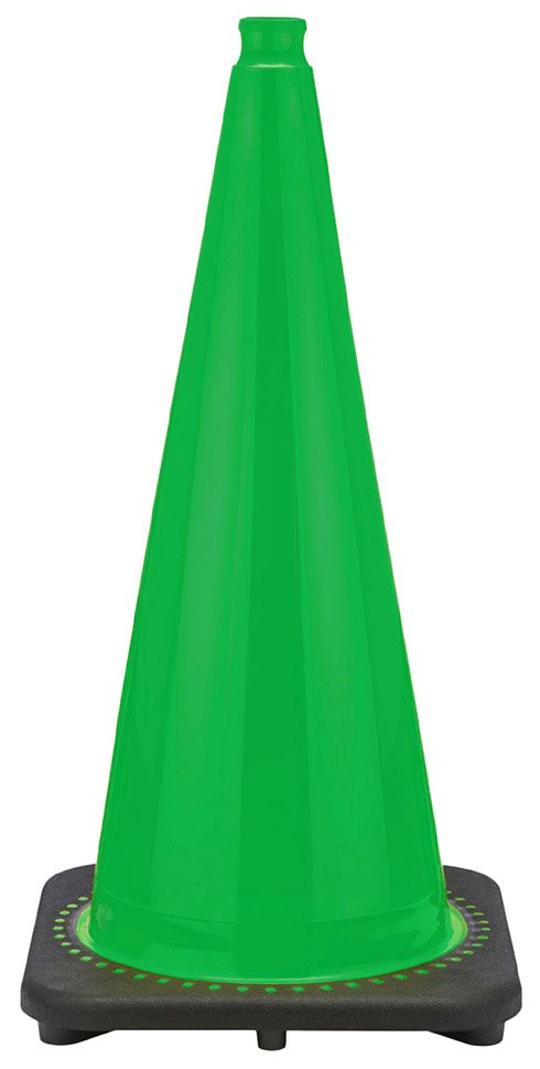 28" Kelly Green Traffic Cone Black Base, 7 lbs