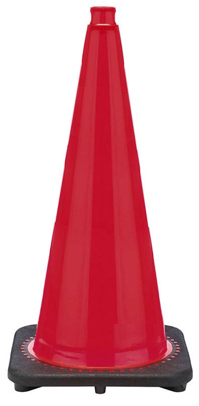 28" Red Traffic Cone 7lb Black Base