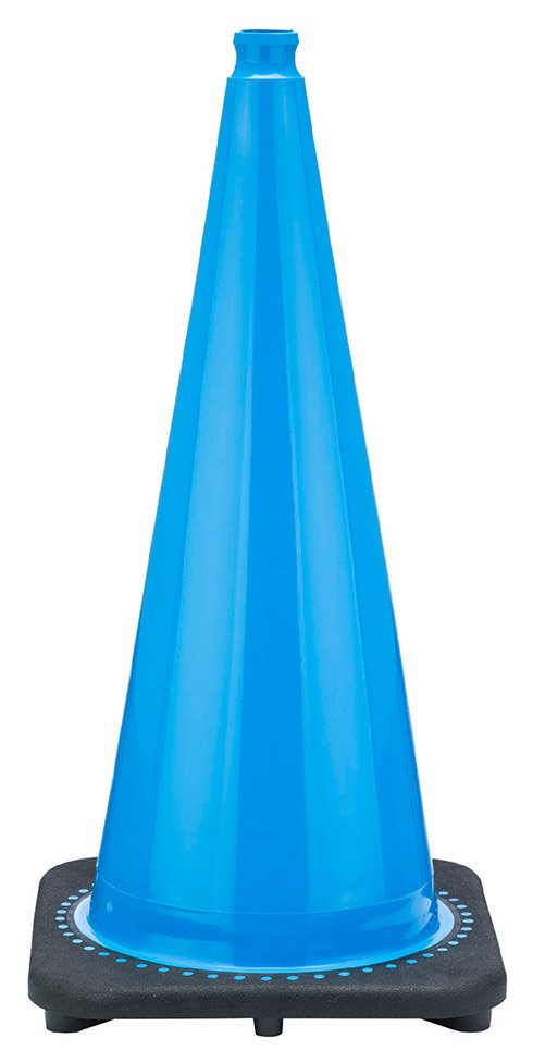 28" Bright Blue Black Based Traffic Cone - Traffic Cones For Less