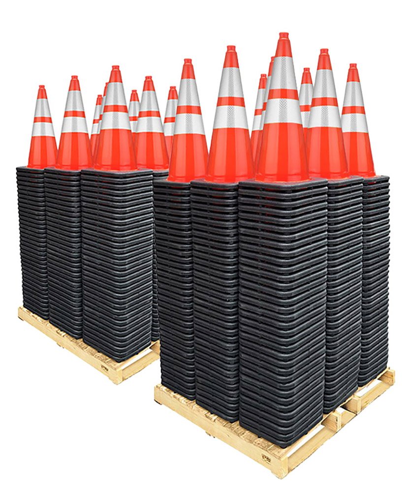 28" Orange Traffic Cones w/Reflective Collars - Two Pallet Bundle