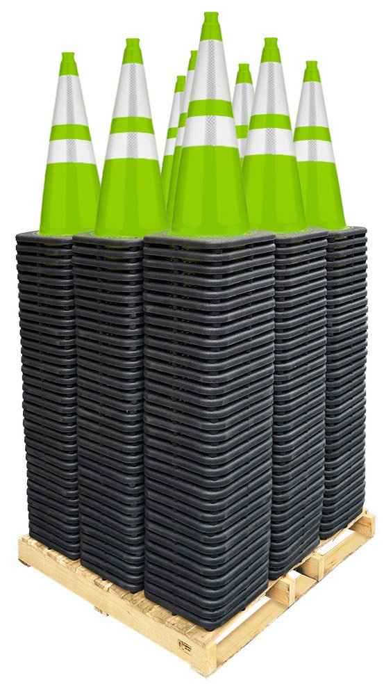 28" Traffic Cones w/7lb Base & Reflective Collars - Pallet Bundle