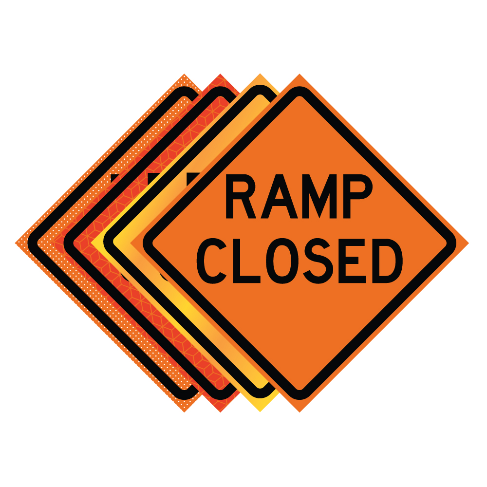 48" x 48" Roll Up Traffic Sign - Ramp Closed - Traffic Cones For Less