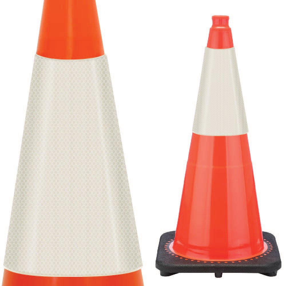 Reflective White Blank Cone Collar Sleeve - Traffic Cones For Less