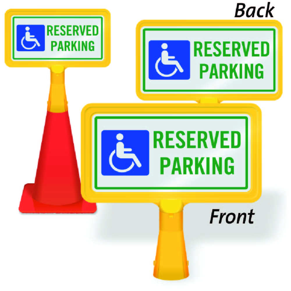 ConeBoss Sign: Reserved Parking With Handicapped Symbol - Traffic Cones ...