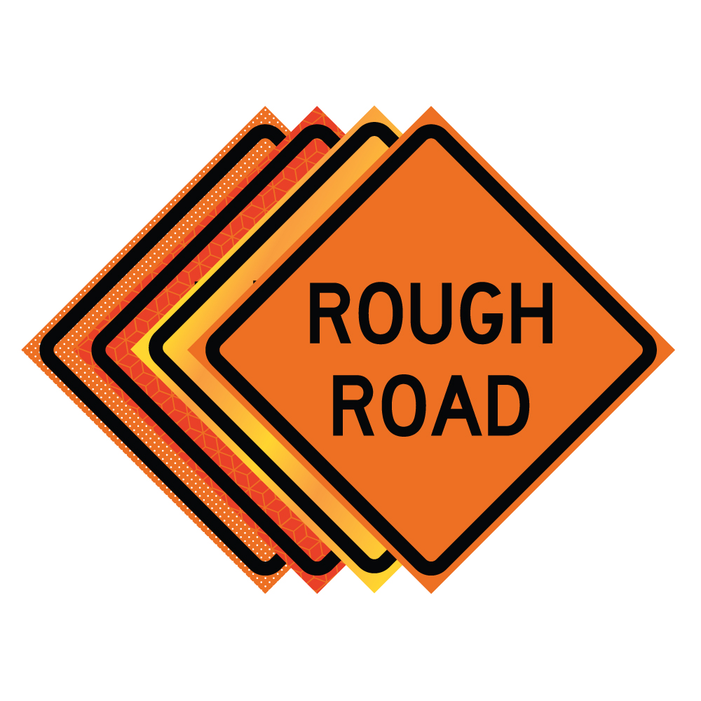 36" x 36" Roll Up Traffic Sign - Rough Road - Traffic Cones For Less
