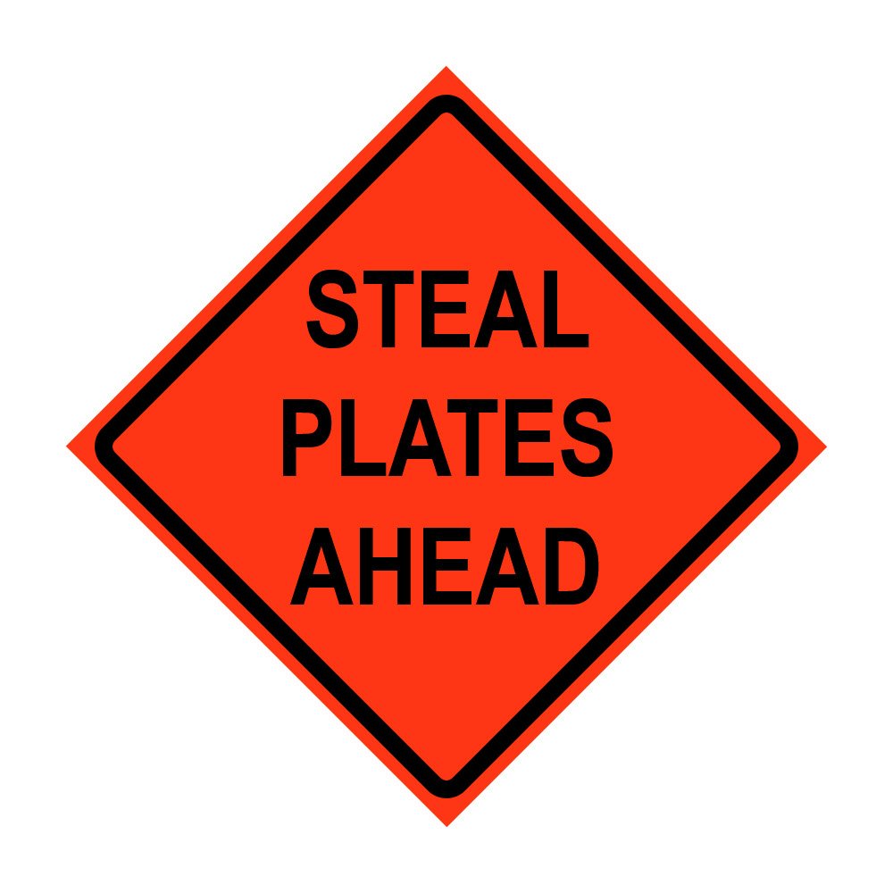 36" x 36" Roll Up Traffic Sign - Steel Plates Ahead - Traffic Cones For ...
