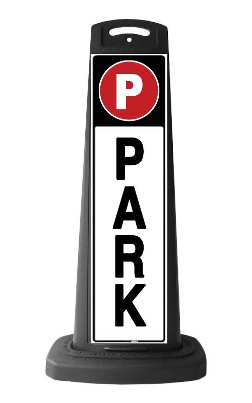 Valet Black Vertical Panel with PARK Reflective Sign P1