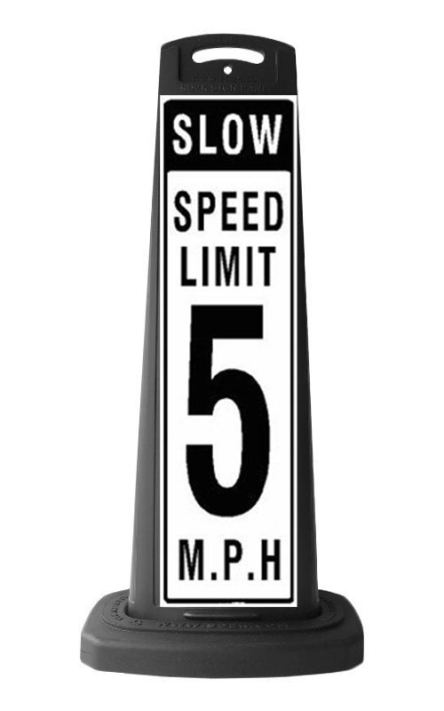 Black Vertical Panel w/Reflective Slow Speed Limit 5 mph Sign