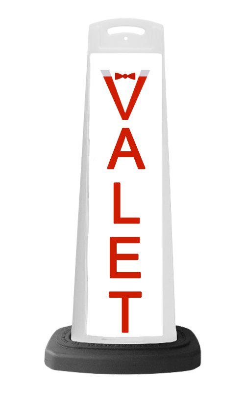 Valet White Vertical Panel with Red Valet Reflective Sign V15