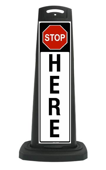 Valet Black Vertical Panel Stop Here with Reflective Sign P10