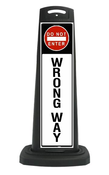 Valet Black Vertical Panel Do Not Enter Wrong Way with Reflective Sign P11
