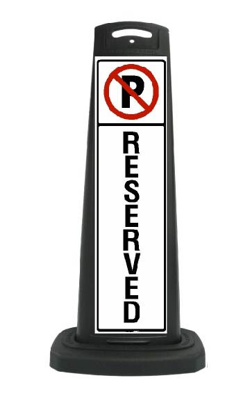 Valet Black Vertical Panel No Parking Reserved with Reflective Sign P16