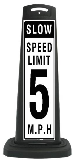 Valet Black Vertical Panel Speed Limit Slow with Reflective Sign P42