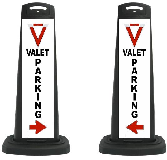 Valet Black Vertical Panel Valet Parking/Red Arrow with Reflective V13