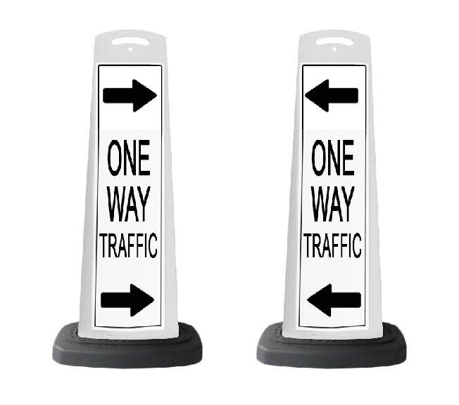 Valet White Vertical Panel Arrow One Way Traffic with Reflective Sign P41