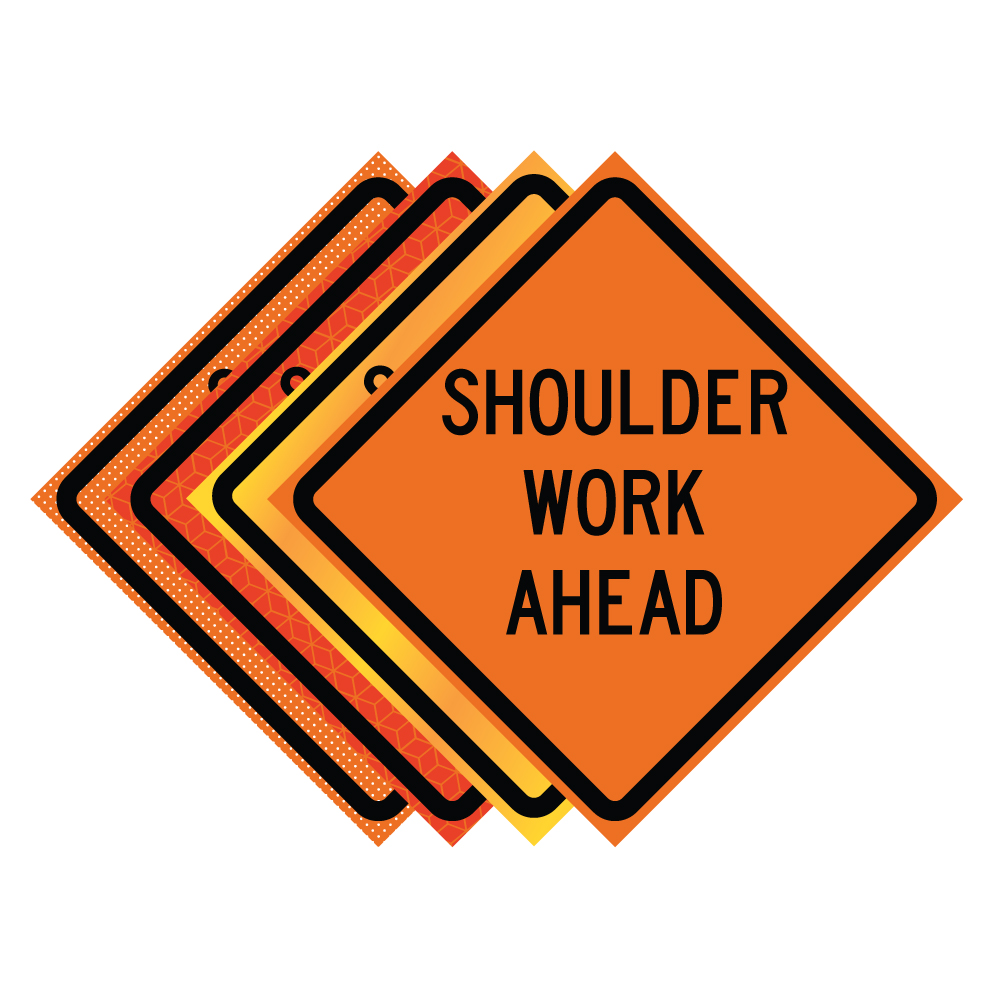 48" x 48" Roll Up Traffic Sign - Shoulder Work Ahead - Traffic Cones ...