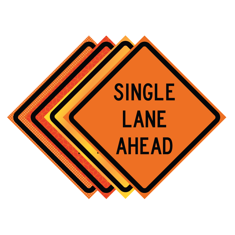 36" x 36" Roll Up Traffic Sign - Single Lane Ahead - Traffic Cones For Less