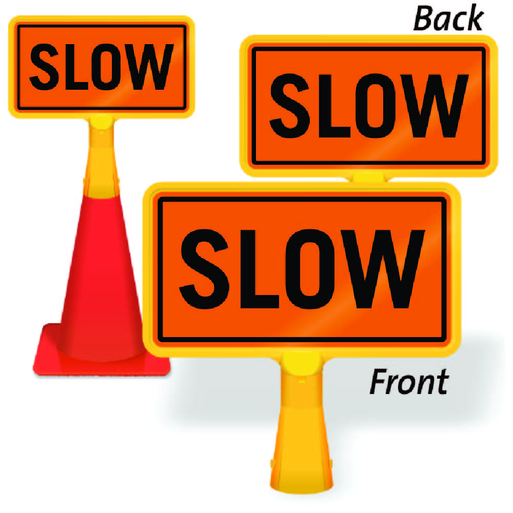 ConeBoss Cone Message Collar Sign: Slow - Traffic Cones For Less