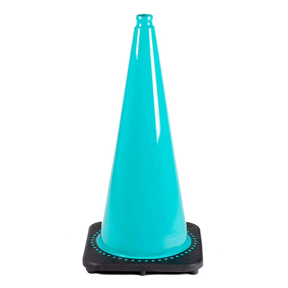 28" Teal Green PVC Traffic Cone w/Black Base, 7 lbs