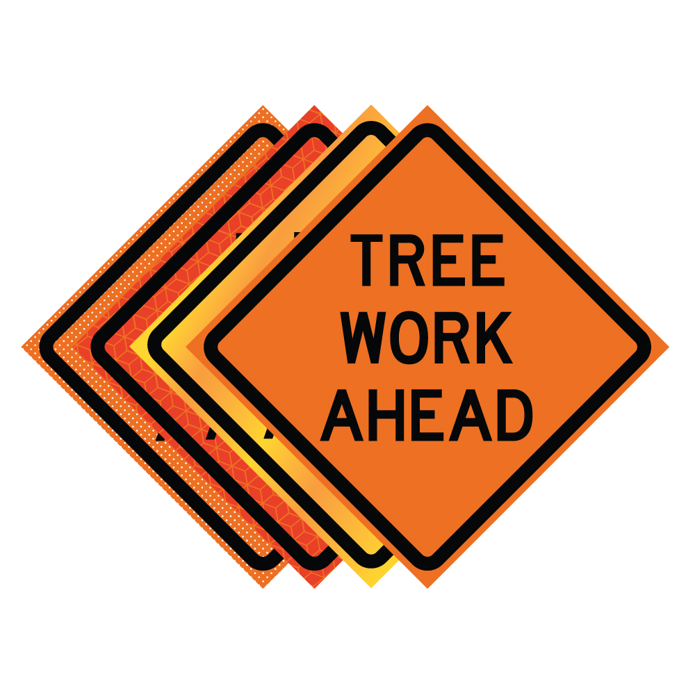 36" x 36" Roll Up Traffic Sign - Tree Work Ahead - Traffic Cones For Less