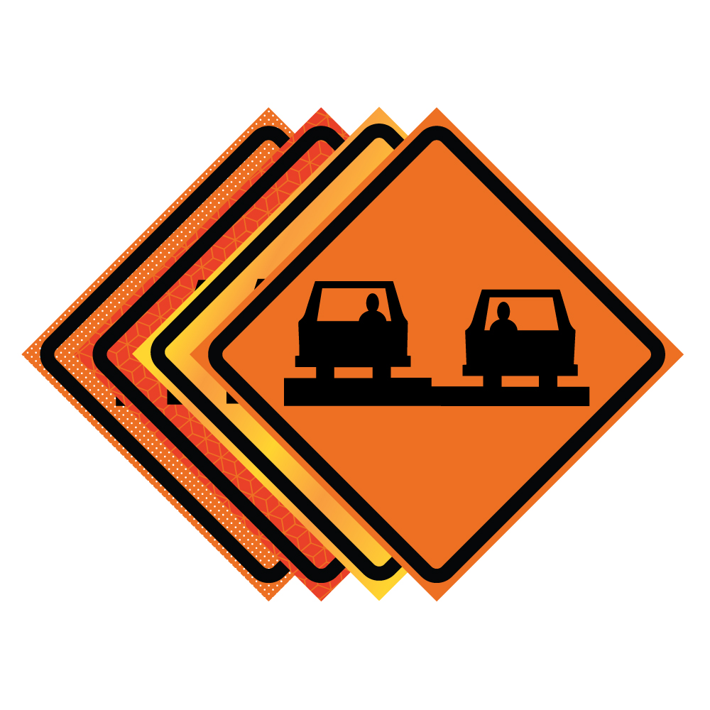 36" x 36" Roll Up Traffic Sign - Uneven Pavement Symbol