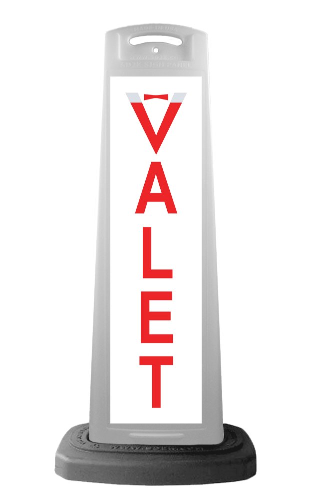 Valet White Vertical Panel with Red Valet Reflective Sign V15
