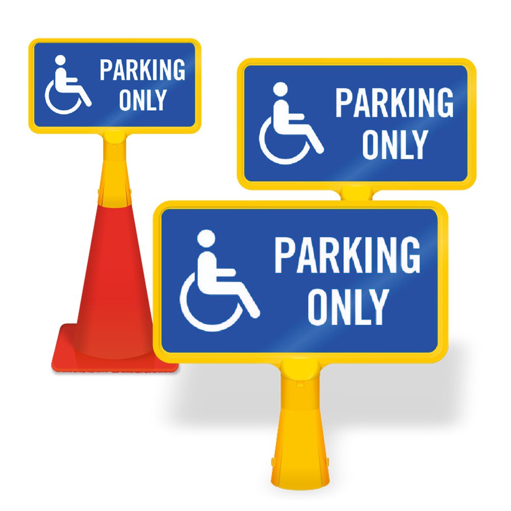 ConeBoss Sign: Parking Only with Handicapped Symbol