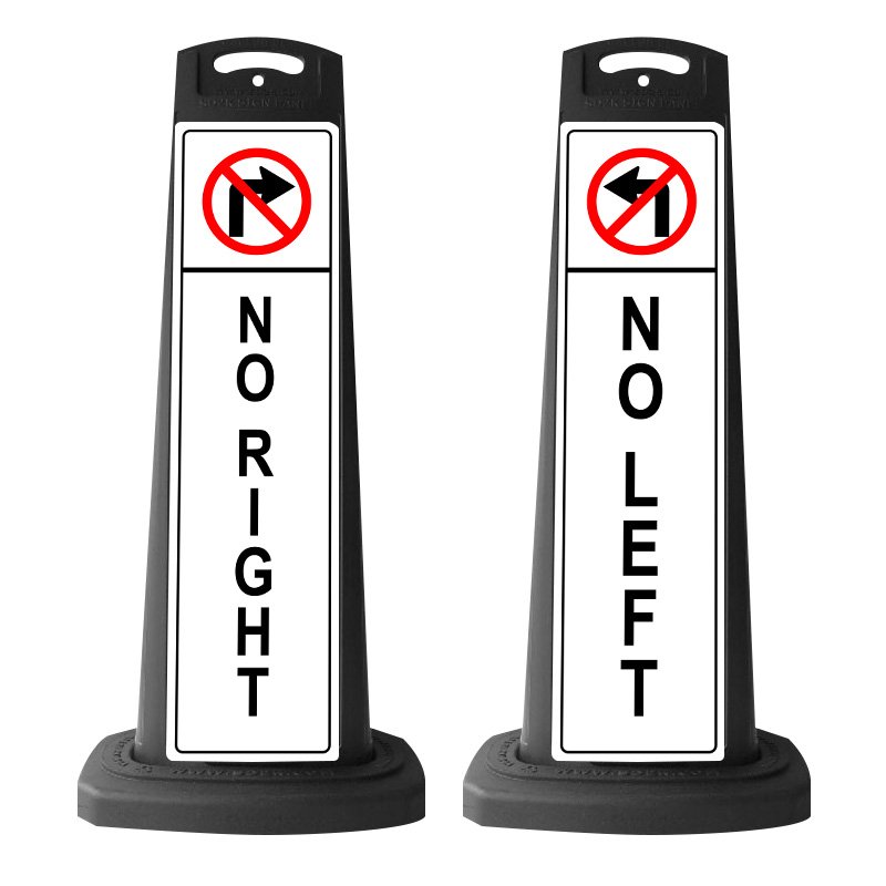 Valet Black Vertical Panel No Left Right with Reflective Sign P13