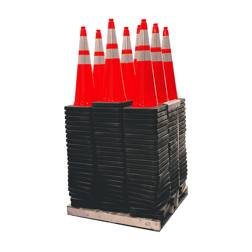 Pallet of 28" Traffic Cones with Reflective Collars