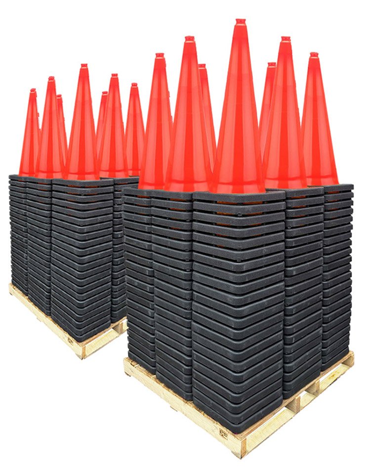 Two Pallet Bundle 36" Traffic Cones, 12 lb Black Base