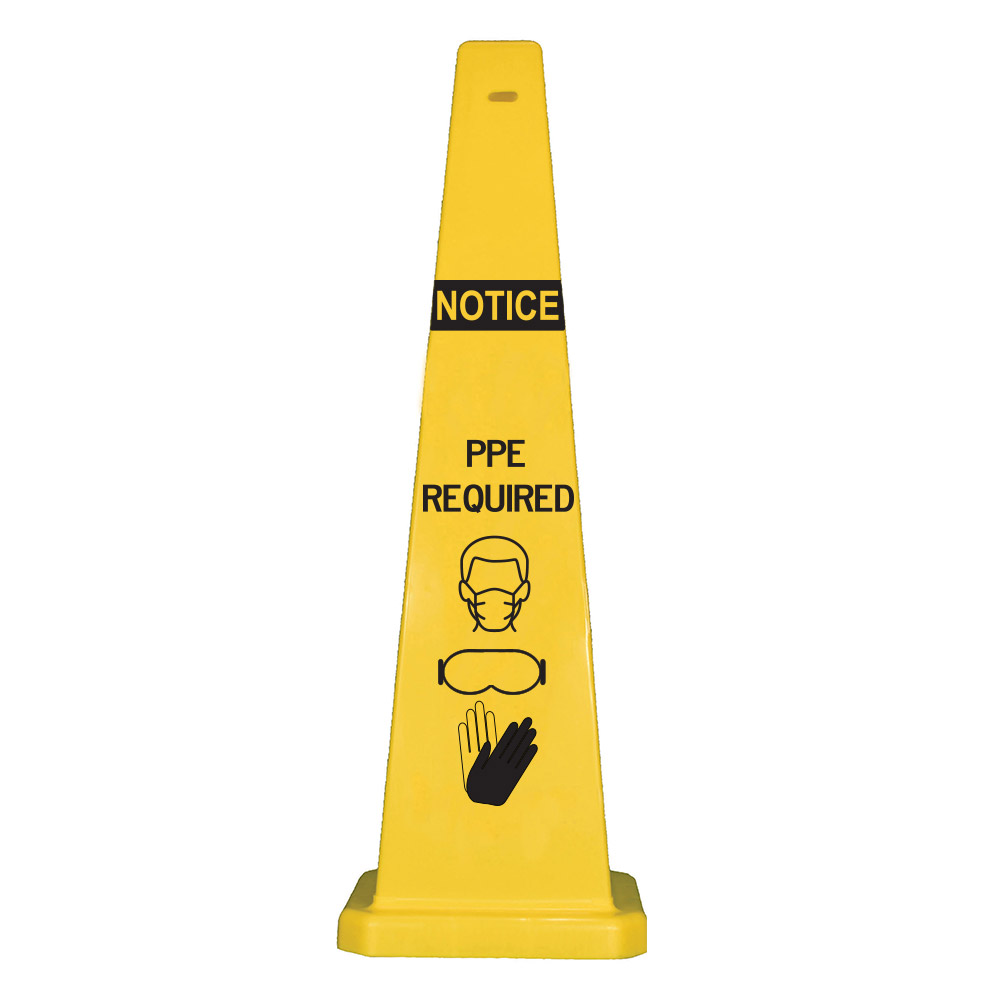 Lamba 36" Floor Four-Sided Safety Cone - PPE Required