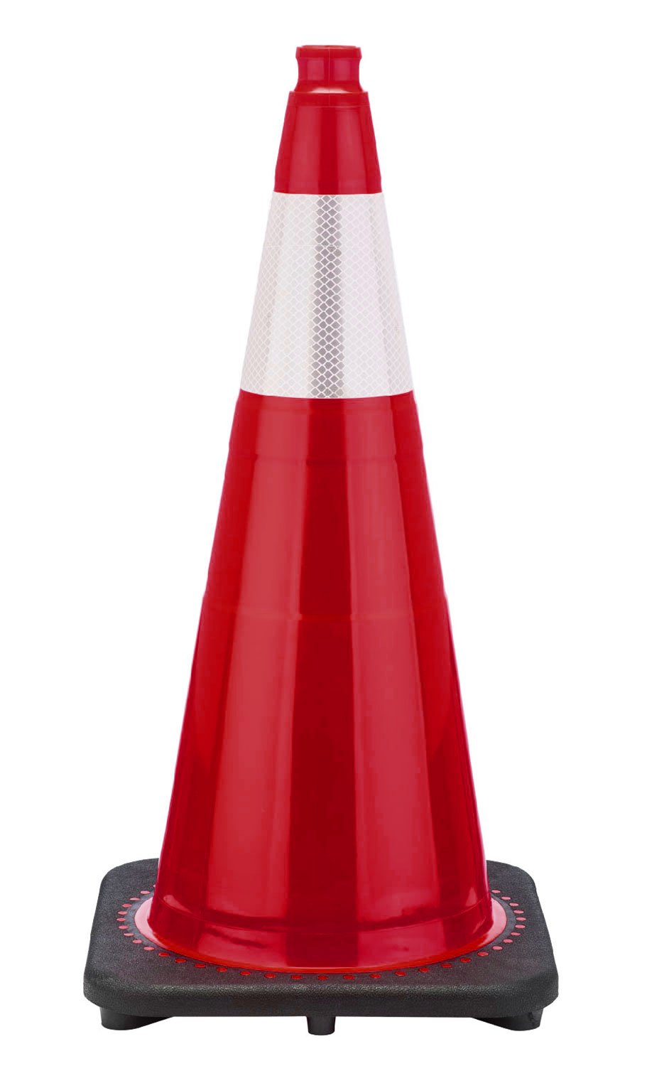 28" Red Traffic Cone w/6" Reflective Collar, 7lb Black Base