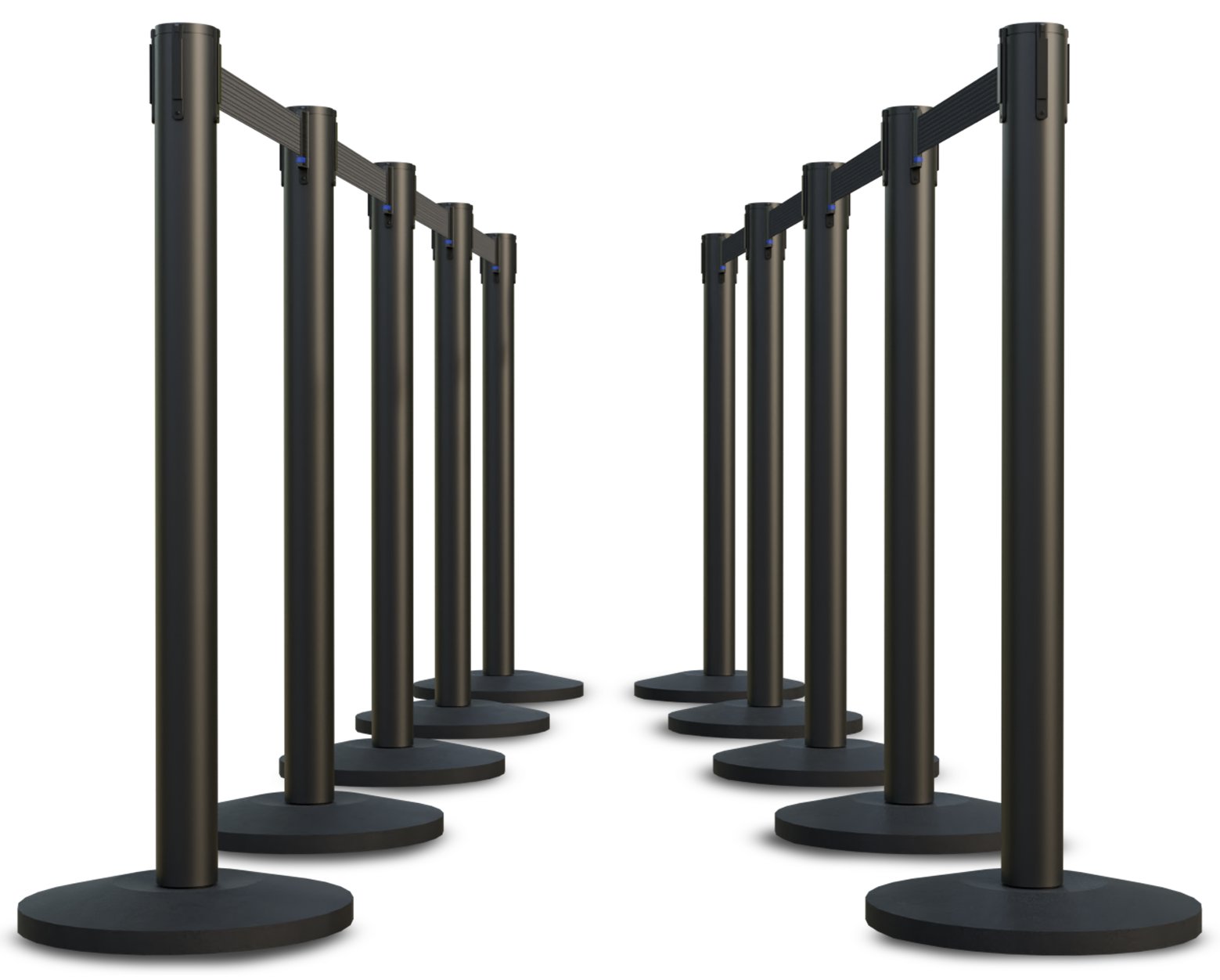 Retractable Belt Stanchion - Black Finish, 10ft Belt