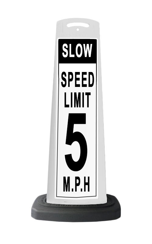 Valet White Vertical Panel Speed Limit Slow with Reflective Sign P42