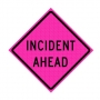 Emergency Scene Ahead Pink Reflective Roll Up Traffic Sign 48 x 48 Inch